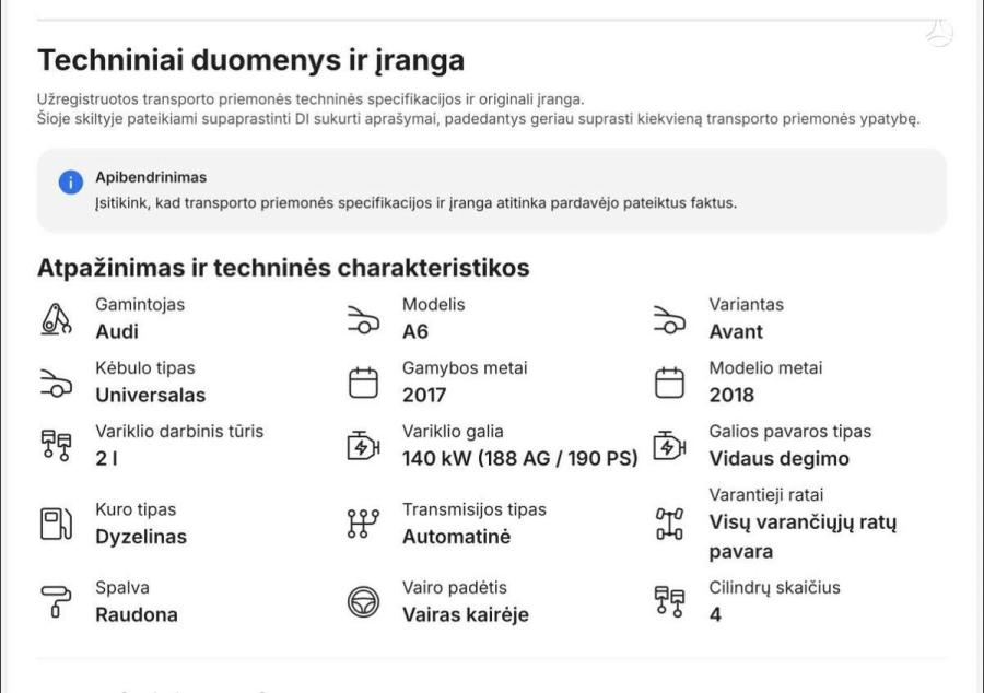 Красный Ауди А6 2018 в Пренай, объемом двигателя 1.97 л и пробегом 206 тыс. км за 15800 €, фото 44 на AUTOMOTO.COM.LV