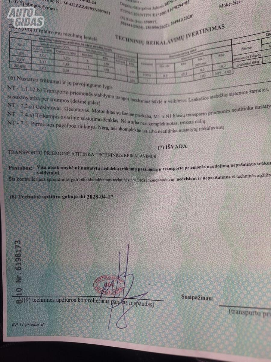 Audi A6 2005 Klaipėda, ar dzinēja tilpumu 2.40 L un nobraukumu 300 tūkst. km par 1650 €, foto 14 vietnē AUTOMOTO.COM.LV