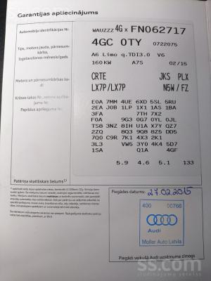 Audi A6 2015 in Riga, with an engine capacity of 3.00 L and mileage of 300 thousand km for 11600 €, photo 17 on AUTOMOTO.COM.LV