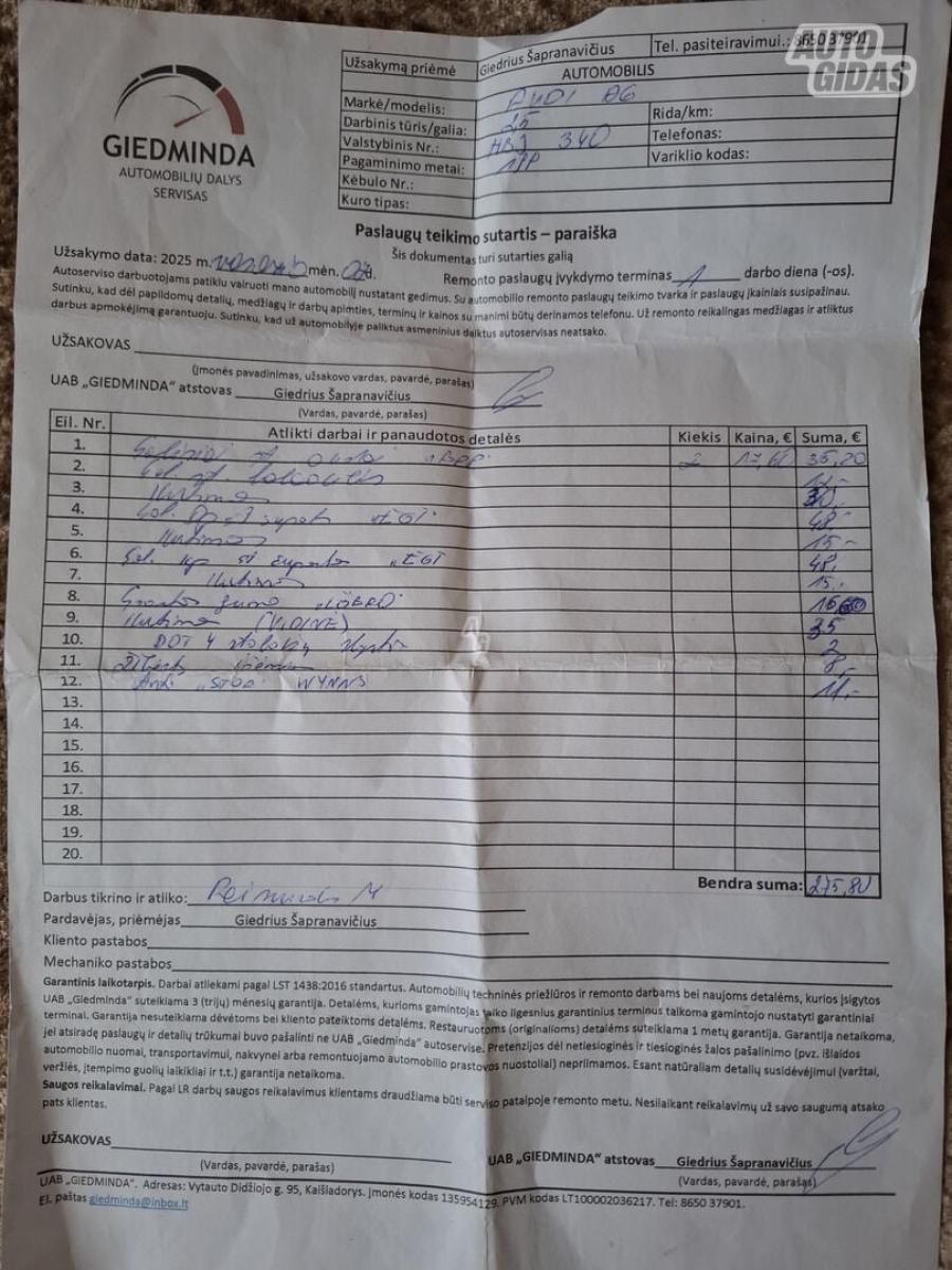 Ауди А6 2002 в Электренай, объемом двигателя 2.50 л и пробегом 350 тыс. км за 900 €, фото 12 на AUTOMOTO.COM.LV