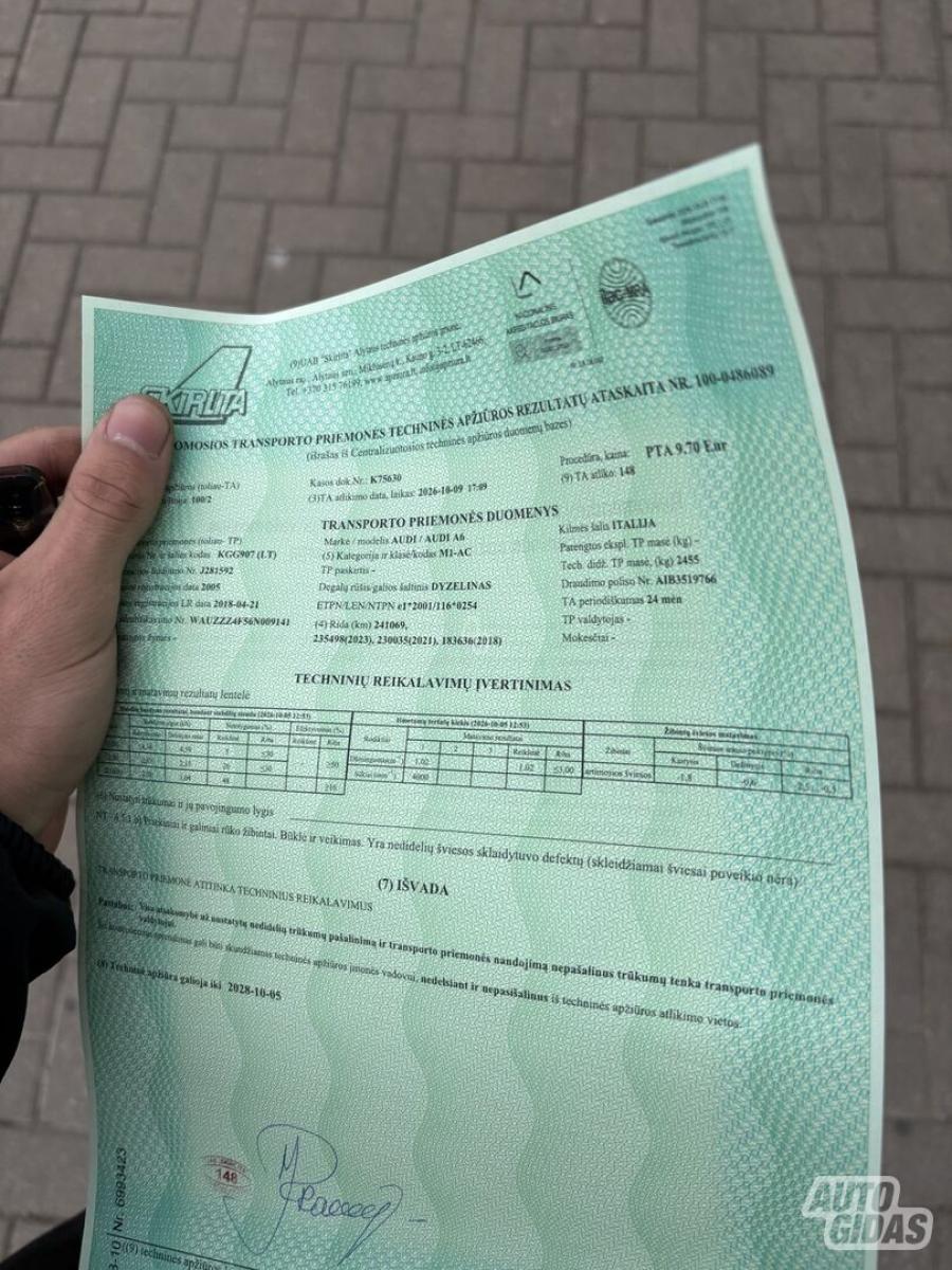 Ауди А6 2005 в Алитус, объемом двигателя 3.00 л и пробегом 240 тыс. км за 2550 €, фото 19 на AUTOMOTO.COM.LV