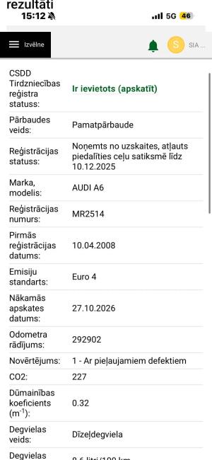 Audi A6 2008 Rīga, ar dzinēja tilpumu 3.00 L un nobraukumu 294 tūkst. km par 4290 €, foto 37 vietnē AUTOMOTO.COM.LV