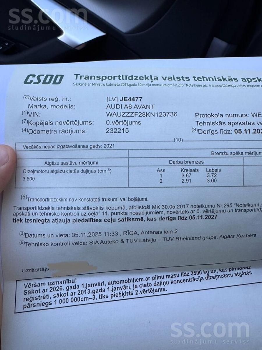 Ауди А6 2019 в Рига, объемом двигателя 3.00 л и пробегом 241 тыс. км за 19770 €, фото 5 на AUTOMOTO.COM.LV