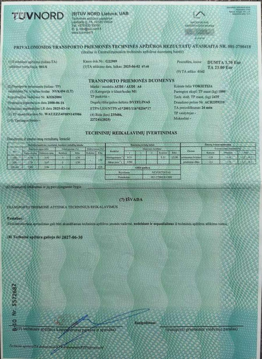 Balts Audi A6 2008 Viļņa, ar dzinēja tilpumu 2.97 L un nobraukumu 260 tūkst. km par 4999 €, foto 32 vietnē AUTOMOTO.COM.LV