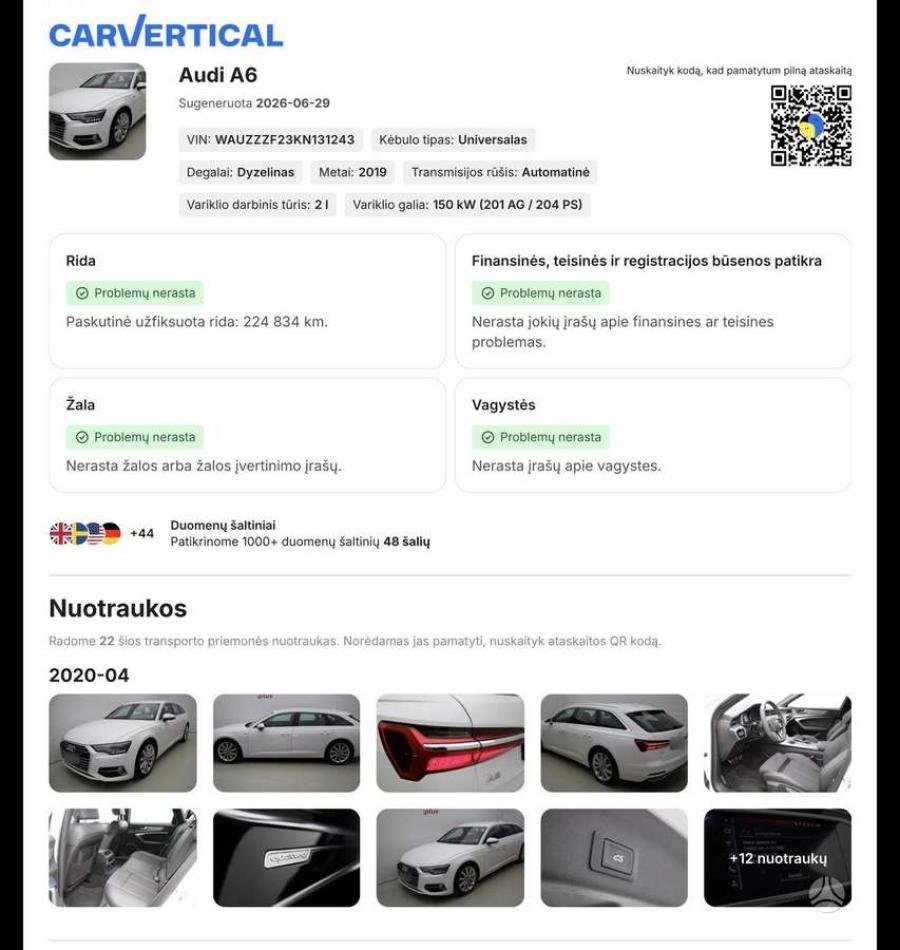 White Audi A6 2019 in Jonava, with an engine capacity of 1.97 L and mileage of 226 thousand km for 19200 €, photo 31 on AUTOMOTO.COM.LV