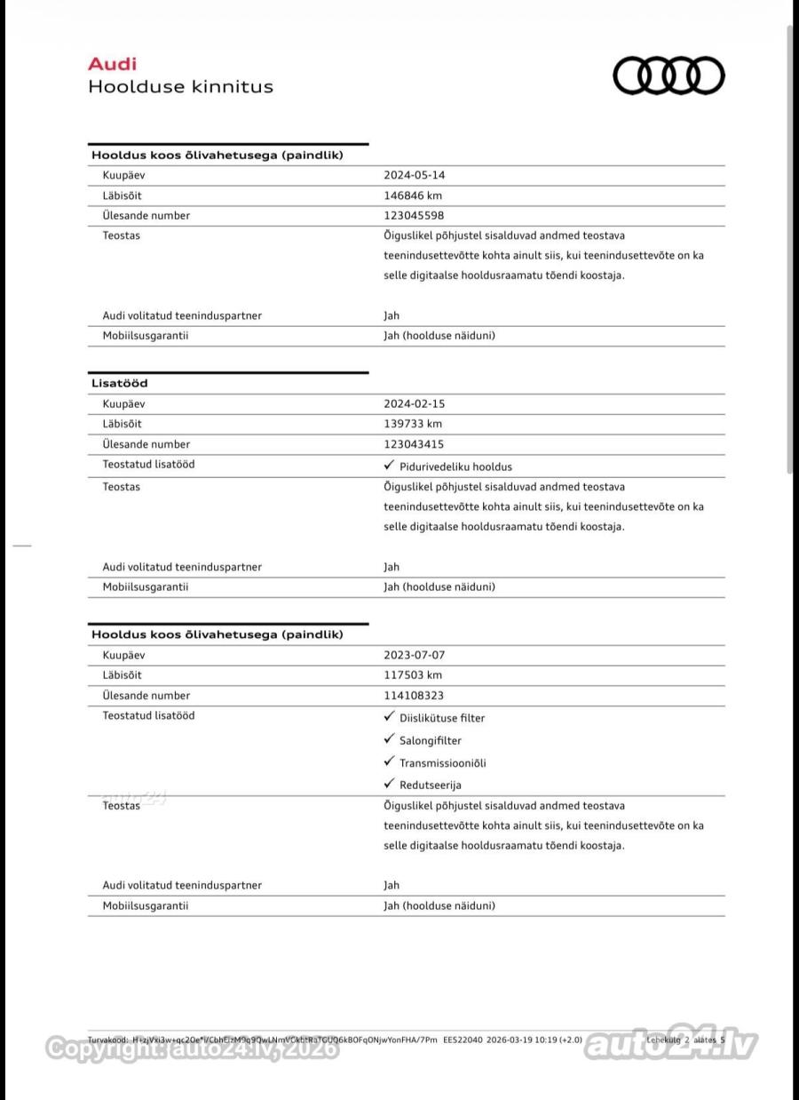 Белый Ауди А6 2020 в Тарту, объемом двигателя 2.00 л и пробегом 193 тыс. км за 25900 €, фото 25 на AUTOMOTO.COM.LV