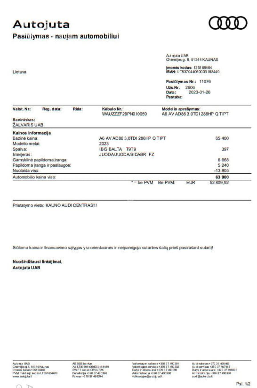 Белый Ауди А6 2023 в Электренай, объемом двигателя 3.00 л и пробегом 177 тыс. км за 25995 €, фото 30 на AUTOMOTO.COM.LV