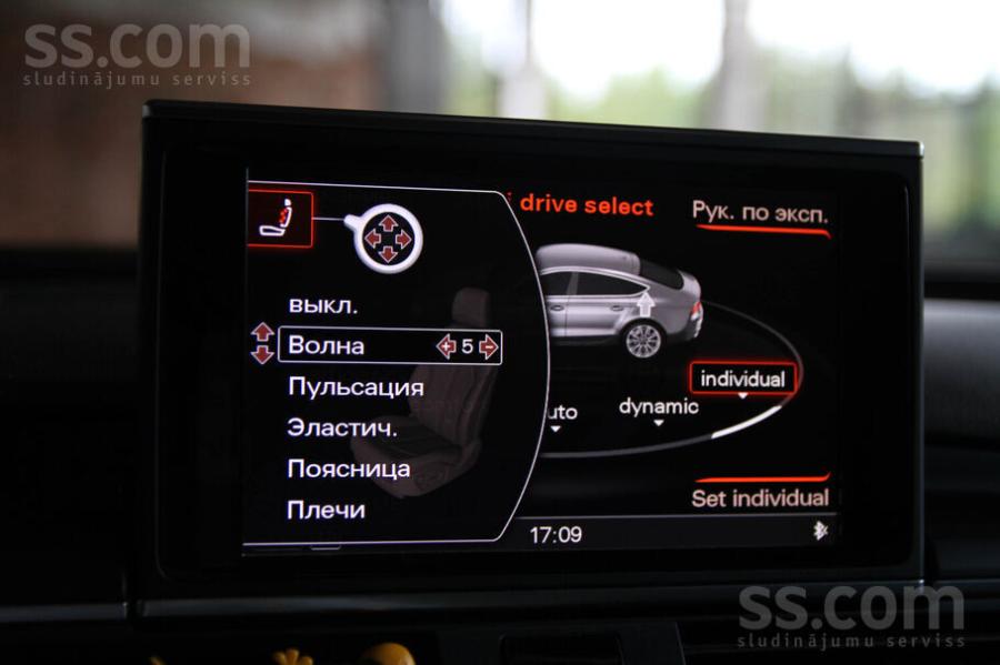 Melns Audi A7 Sportback 2012 Daugavpils, ar dzinēja tilpumu 3.00 L un nobraukumu 308 tūkst. km par 13500 €, foto 20 vietnē AUTOMOTO.COM.LV