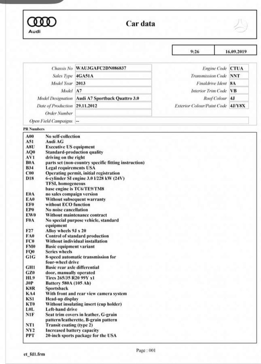 Черный Ауди А7 Спортбек 2013 в Шяуляй, объемом двигателя 3.00 л и пробегом 207 тыс. км за 14900 €, фото 43 на AUTOMOTO.COM.LV