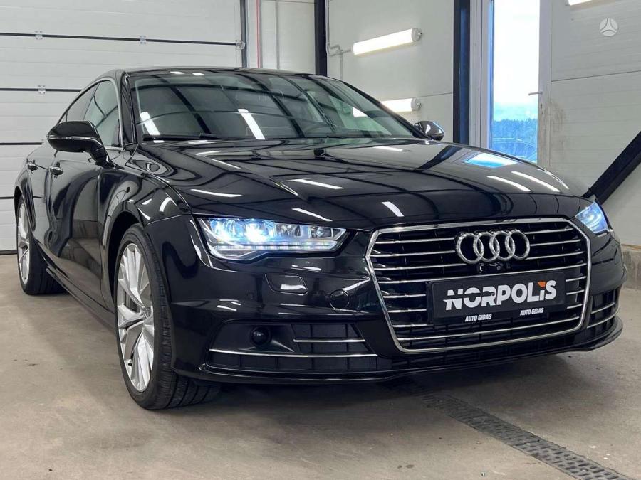 Black Audi A7 Sportback 2015 in Vilnius, with an engine capacity of 3.00 L and mileage of 144 thousand km for 17900 €, photo 4 on AUTOMOTO.COM.LV