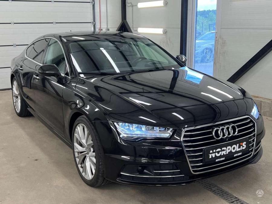Black Audi A7 Sportback 2015 in Vilnius, with an engine capacity of 3.00 L and mileage of 144 thousand km for 17900 €, photo 5 on AUTOMOTO.COM.LV