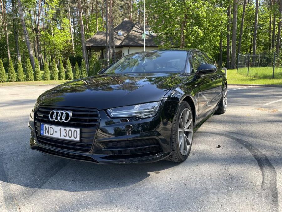 Black Audi A7 Sportback 2016 in Riga, with an engine capacity of 3.00 L and mileage of 145 thousand km for 22900 €, photo 1 on AUTOMOTO.COM.LV