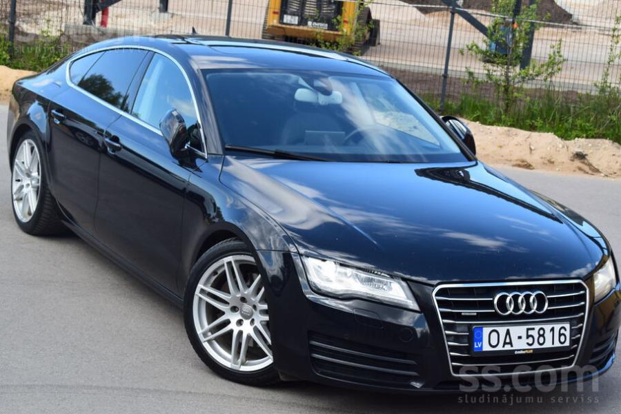 Black Audi A7 Sportback 2011 in Riga, with an engine capacity of 3.00 L and mileage of 0 thousand km for 12350 €, photo 1 on AUTOMOTO.COM.LV