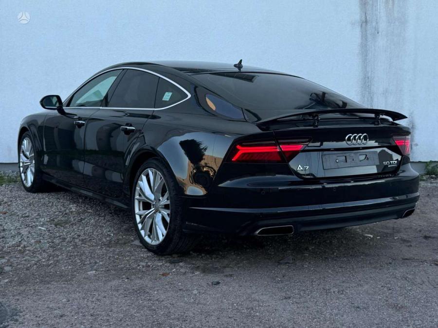 Black Audi A7 Sportback 2015 in Vilnius, with an engine capacity of 3.00 L and mileage of 144 thousand km for 18634 €, photo 6 on AUTOMOTO.COM.LV