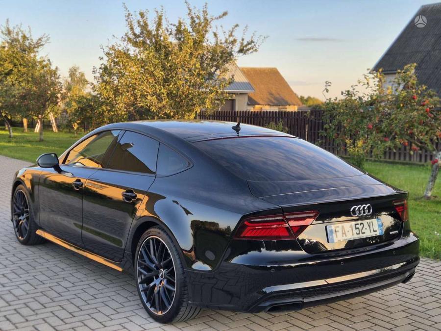 Black Audi A7 Sportback 2015 in Vilnius, with an engine capacity of 3.00 L and mileage of 177 thousand km for 19850 €, photo 8 on AUTOMOTO.COM.LV