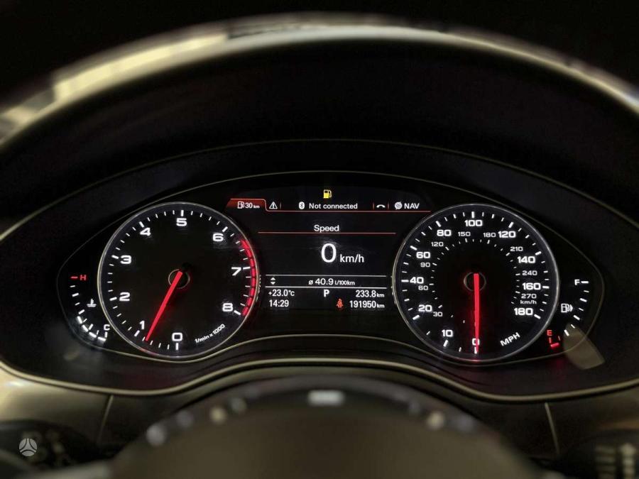 Black Audi A7 Sportback 2015 in Vilnius, with an engine capacity of 3.00 L and mileage of 192 thousand km for 11500 €, photo 49 on AUTOMOTO.COM.LV