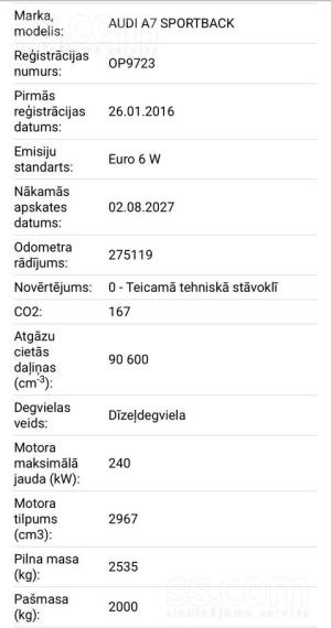 Melns Audi A7 Sportback 2016 Rīga, ar dzinēja tilpumu 3.00 L un nobraukumu 0 tūkst. km par 16400 €, foto 27 vietnē AUTOMOTO.COM.LV
