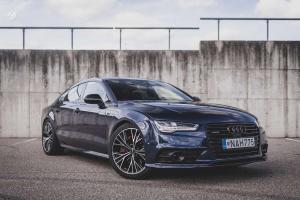 Blue Audi A7 Sportback 2015 in Vilnius, with an engine capacity of 2.97 L and mileage of 237 thousand km for 24999 €, photo  on AUTOMOTO.COM.LV
