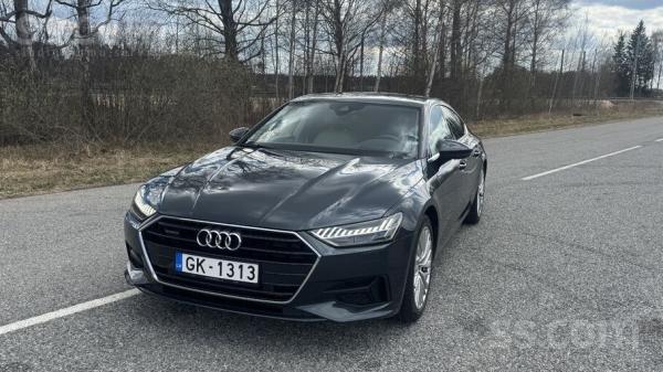 Blue Audi A7 Sportback 2018 in Riga, with an engine capacity of 3.00 L and mileage of 119 thousand km for 28700 €, photo 1 on AUTOMOTO.COM.LV