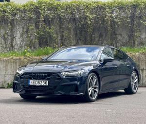 Blue Audi A7 Sportback 2024 in Vilnius, with an engine capacity of 1.98 L and mileage of 27 thousand km for 58900 €, photo  on AUTOMOTO.COM.LV