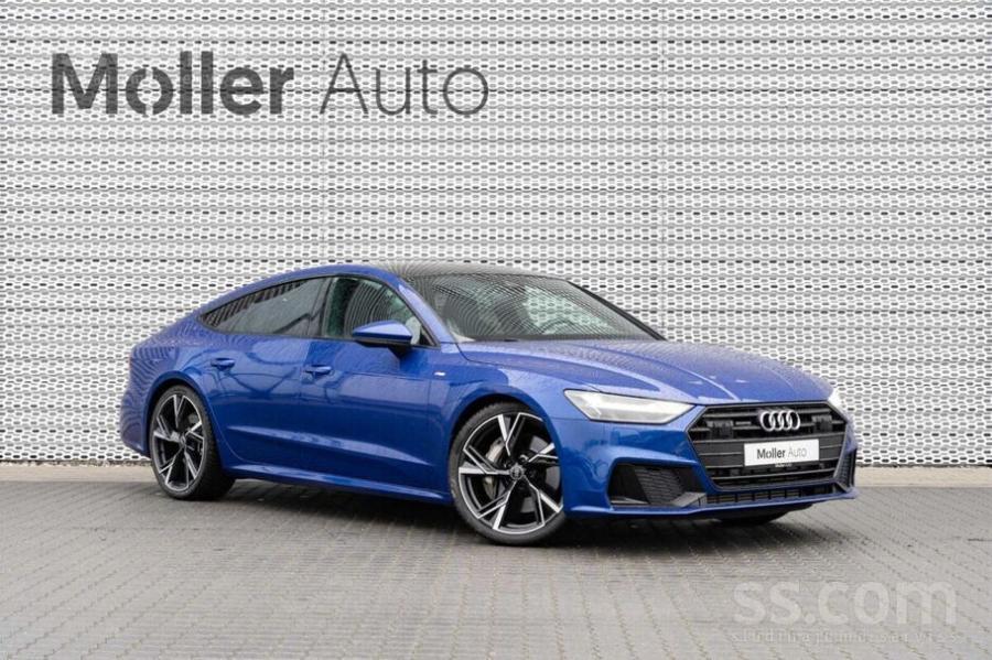 Blue Audi A7 Sportback 2023 in Riga, with an engine capacity of 3.00 L and mileage of 20 thousand km for 65050 €, photo 2 on AUTOMOTO.COM.LV
