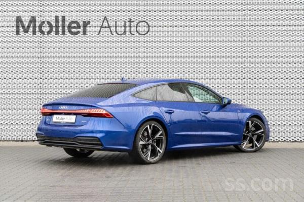 Blue Audi A7 Sportback 2023 in Riga, with an engine capacity of 3.00 L and mileage of 20 thousand km for 63200 €, photo 4 on AUTOMOTO.COM.LV