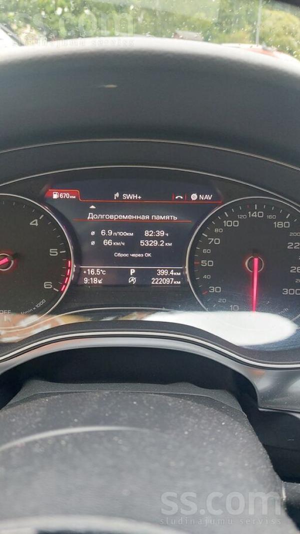 Grey Audi A7 Sportback 2016 in Riga, with an engine capacity of 3.00 L and mileage of 222 thousand km for 21900 €, photo 9 on AUTOMOTO.COM.LV