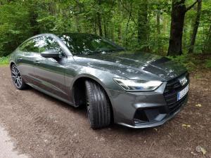 Pelēks Audi A7 Sportback 2018 Viļņa, ar dzinēja tilpumu 2.97 L un nobraukumu 76 tūkst. km par 37000 €, foto  vietnē AUTOMOTO.COM.LV