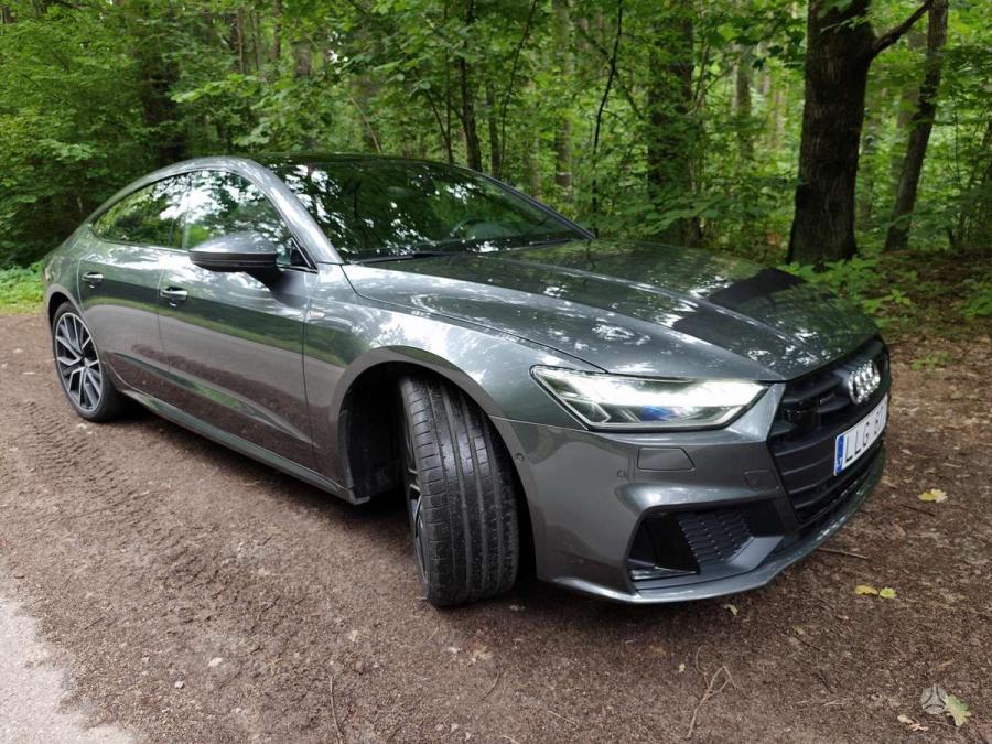Grey Audi A7 Sportback 2018 in Vilnius, with an engine capacity of 2.97 L and mileage of 76 thousand km for 37000 €, photo 1 on AUTOMOTO.COM.LV