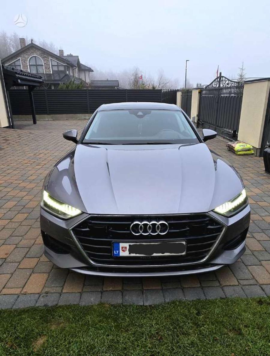 Grey Audi A7 Sportback 2019 in Vilnius, with an engine capacity of 3.00 L and mileage of 87 thousand km for 28500 €, photo 1 on AUTOMOTO.COM.LV