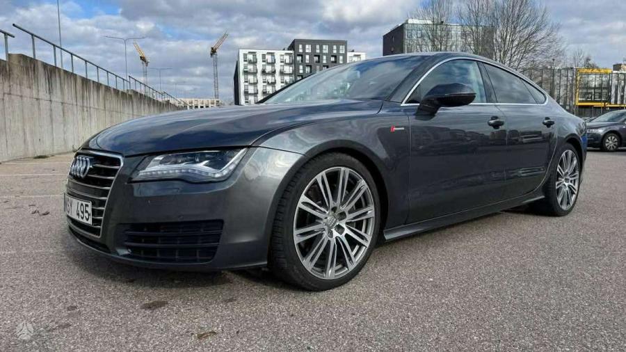 Pelēks Audi A7 Sportback 2013 Viļņa, ar dzinēja tilpumu 3.00 L un nobraukumu 224 tūkst. km par 9700 €, foto 1 vietnē AUTOMOTO.COM.LV