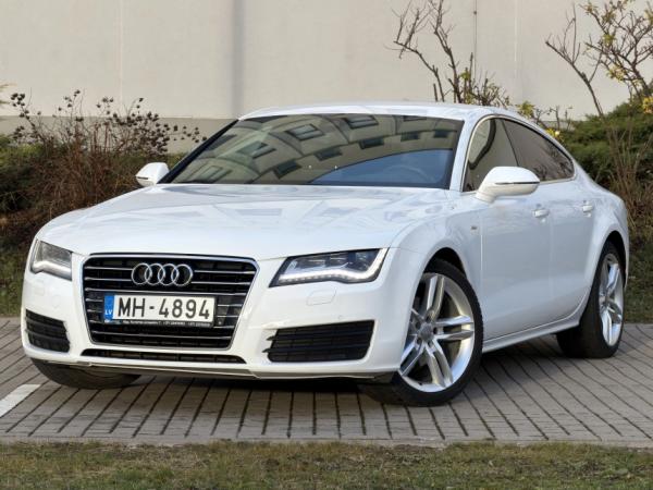 White Audi A7 Sportback 2011 in Riga, with an engine capacity of 3.00 L and mileage of 242 thousand km for 11900 €, photo 1 on AUTOMOTO.COM.LV