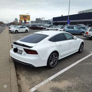 White Audi A7 Sportback 2015 in Vilnius, with an engine capacity of 3.00 L and mileage of 217 thousand km for 18200 €, photo  on AUTOMOTO.COM.LV