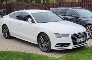 White Audi A7 Sportback 2015 in Vilnius, with an engine capacity of 3.00 L and mileage of 217 thousand km for 18200 €, photo 4 on AUTOMOTO.COM.LV