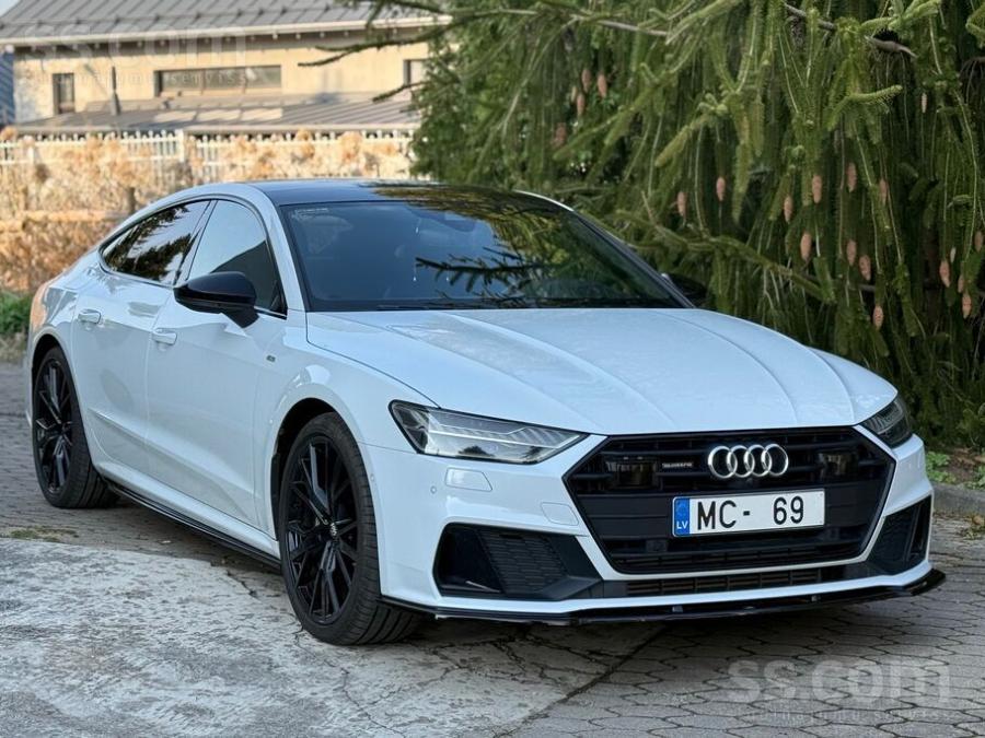 White Audi A7 Sportback 2019 in Riga, with an engine capacity of 3.00 L and mileage of 93 thousand km for 41900 €, photo 1 on AUTOMOTO.COM.LV