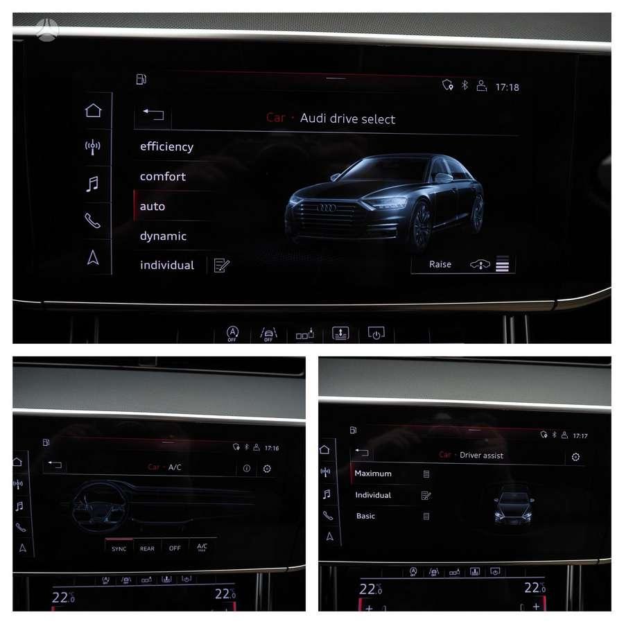 Black Audi A8 2019 in Vilnius, with an engine capacity of 2.97 L and mileage of 132 thousand km for 36500 €, photo 26 on AUTOMOTO.COM.LV