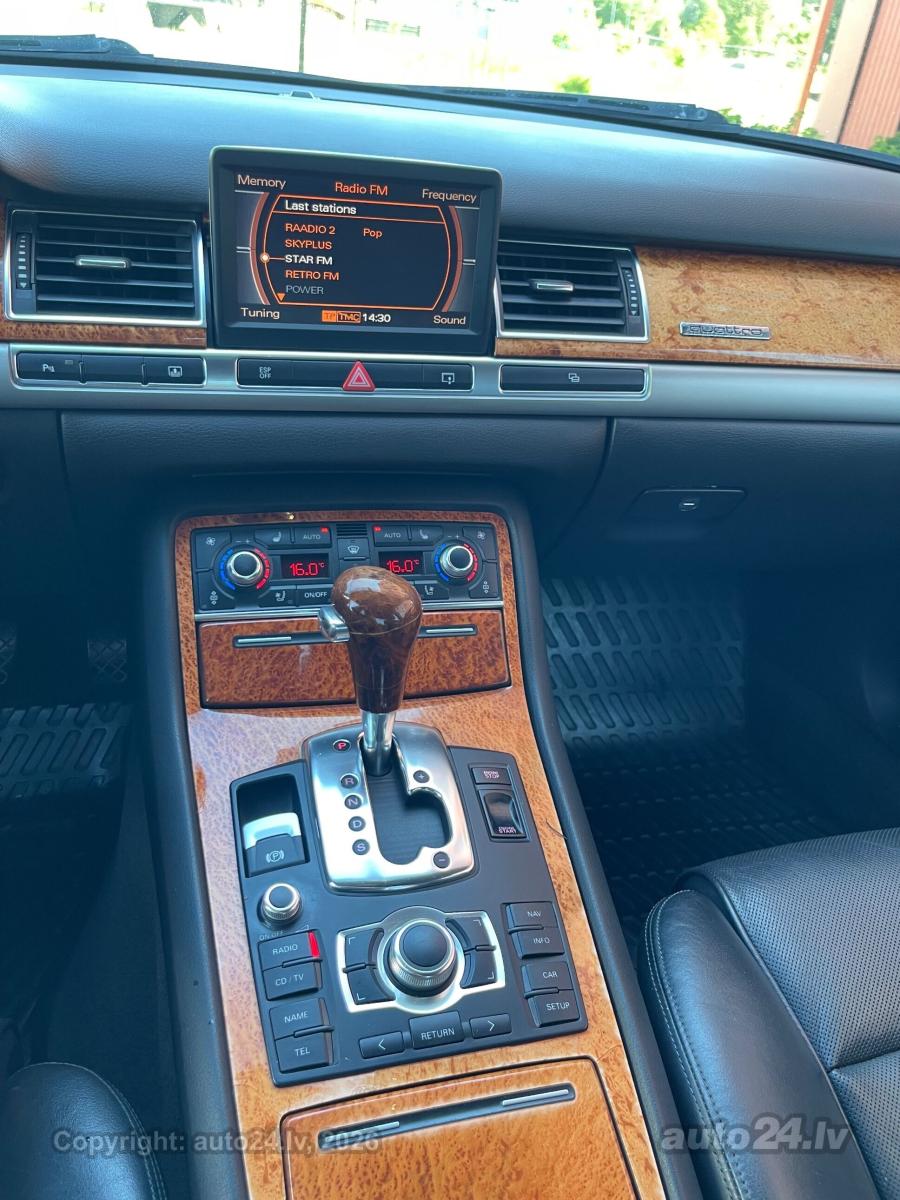 Melns Audi A8 2006 Tartu, ar dzinēja tilpumu 4.20 L un nobraukumu 370 tūkst. km par 4990 €, foto 13 vietnē AUTOMOTO.COM.LV