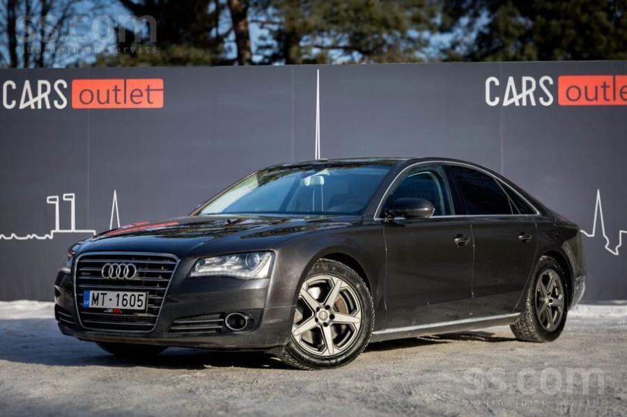 Black Audi A8 2011 in Riga, with an engine capacity of 3.00 L and mileage of 315 thousand km for 12990 €, photo 1 on AUTOMOTO.COM.LV