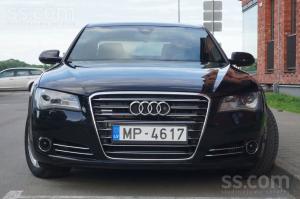 Black Audi A8 2011 in Riga, with an engine capacity of 4.20 L and mileage of 297 thousand km for 12700 €, photo 8 on AUTOMOTO.COM.LV