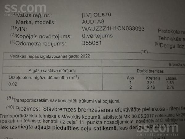 Melns Audi A8 2012 Rīga, ar dzinēja tilpumu 3.00 L un nobraukumu 355 tūkst. km par 13500 €, foto 6 vietnē AUTOMOTO.COM.LV