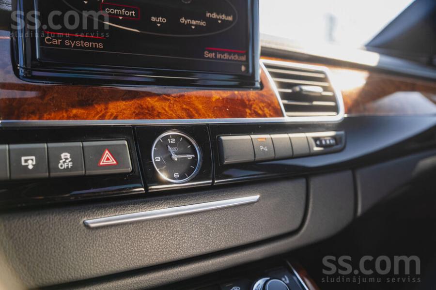 Melns Audi A8 2012 Rīga, ar dzinēja tilpumu 3.00 L un nobraukumu 348 tūkst. km par 15990 €, foto 26 vietnē AUTOMOTO.COM.LV