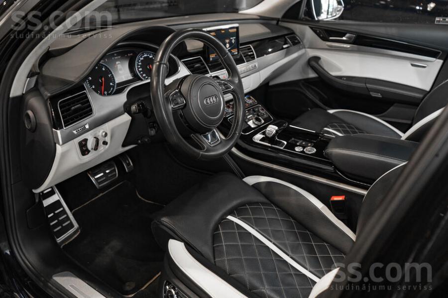 Melns Audi A8 2016 Rīga, ar dzinēja tilpumu 6.30 L un nobraukumu 210 tūkst. km par 35000 €, foto 10 vietnē AUTOMOTO.COM.LV