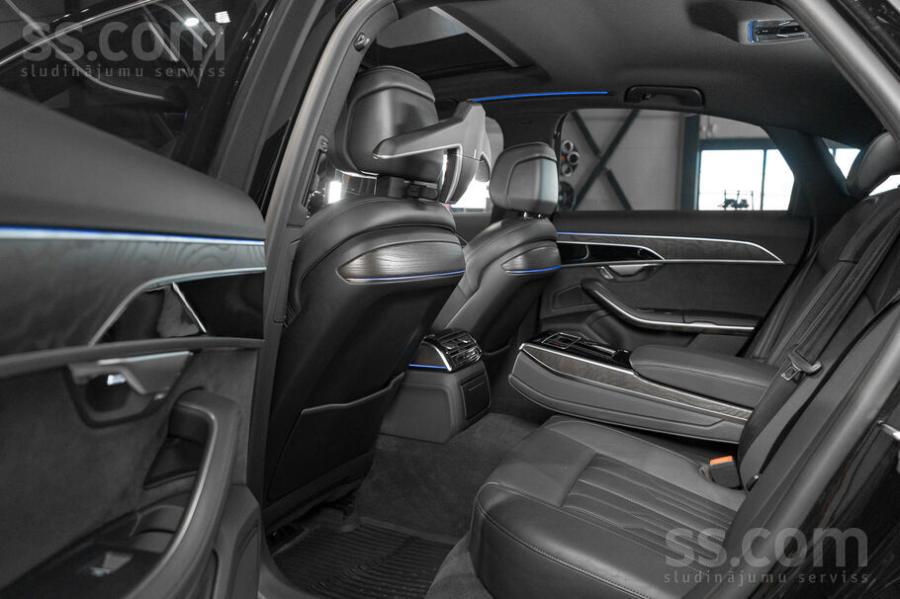 Black Audi A8 2022 in Riga, with an engine capacity of 3.00 L and mileage of 80 thousand km for 54900 €, photo 14 on AUTOMOTO.COM.LV