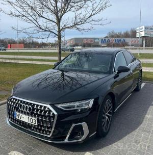 Melns Audi A8 2022 Rīga, ar dzinēja tilpumu 3.00 L un nobraukumu 69 tūkst. km par 62000 €, foto  vietnē AUTOMOTO.COM.LV