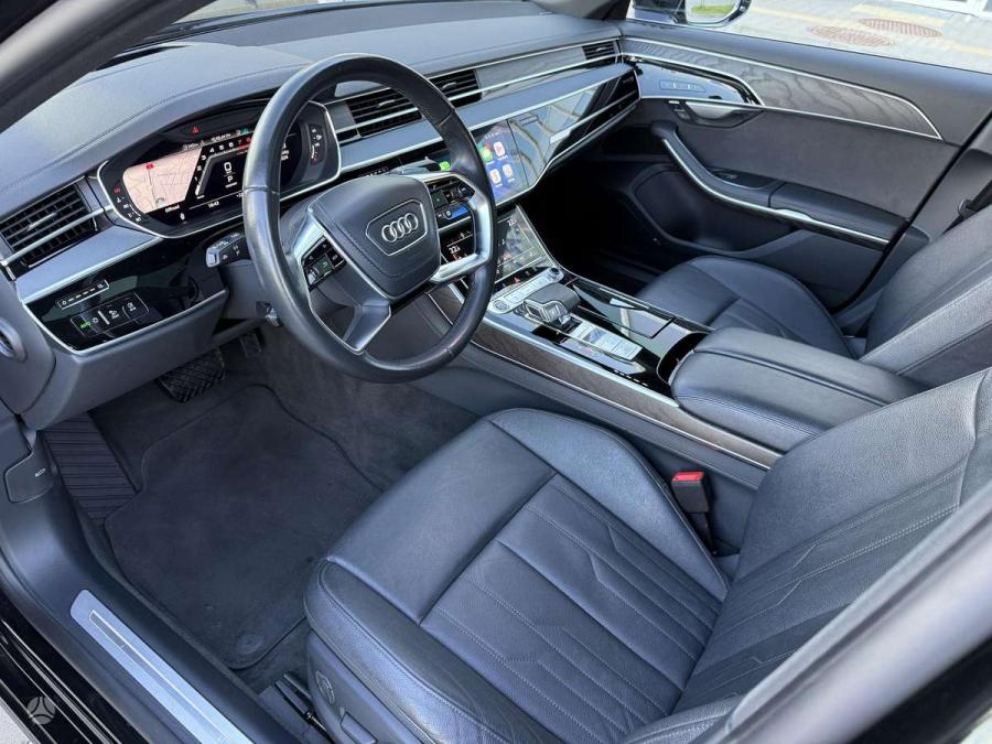 Black Audi A8 2022 in Vilnius, with an engine capacity of 3.00 L and mileage of 96 thousand km for 48999 €, photo 27 on AUTOMOTO.COM.LV