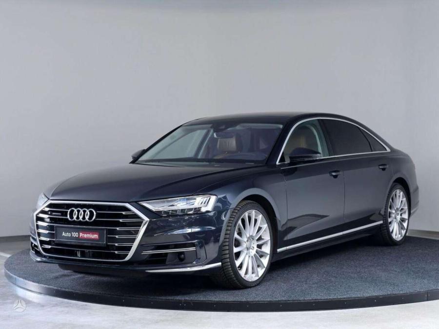 Blue Audi A8 2019 in Tallinn, with an engine capacity of 2.97 L and mileage of 100 thousand km for 44900 €, photo 1 on AUTOMOTO.COM.LV