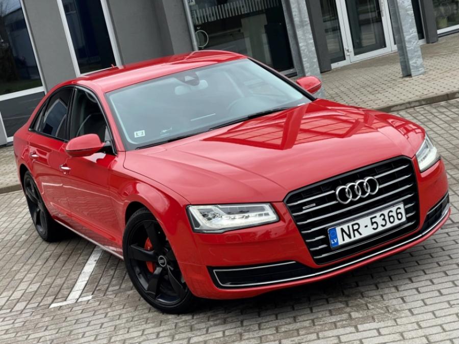 Red Audi A8 2014 in Riga, with an engine capacity of 3.00 L and mileage of 208 thousand km for 19350 €, photo 65 on AUTOMOTO.COM.LV