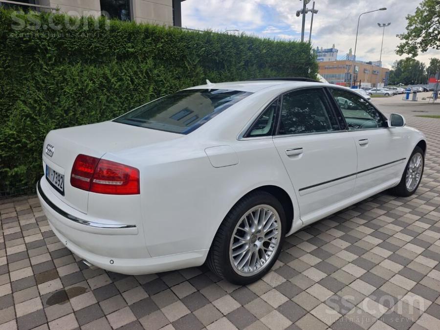 White Audi A8 2008 in Riga, with an engine capacity of 3.00 L and mileage of 0 thousand km for 8450 €, photo 4 on AUTOMOTO.COM.LV