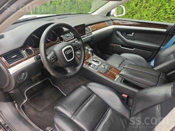 White Audi A8 2008 in Riga, with an engine capacity of 3.00 L and mileage of 0 thousand km for 8450 €, photo 7 on AUTOMOTO.COM.LV