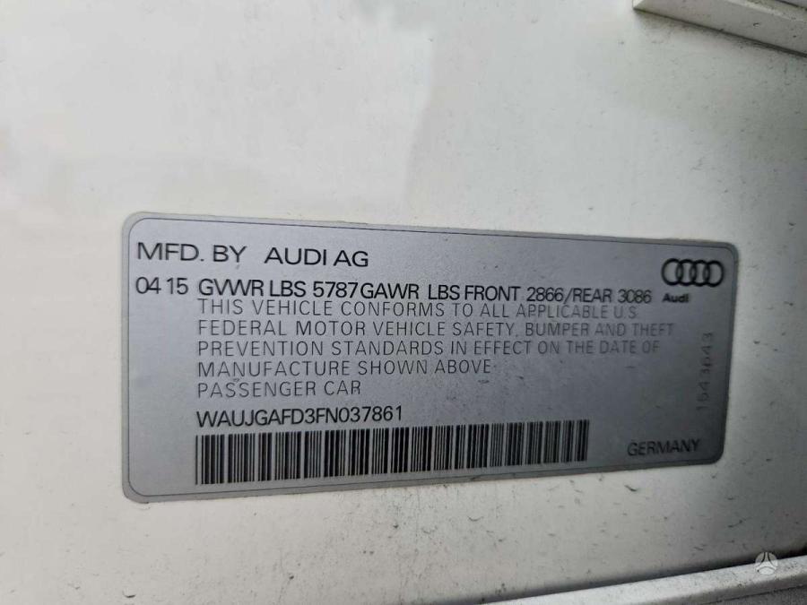 White Audi A8 2015 in Vilnius, with an engine capacity of 3.00 L and mileage of 176 thousand km for 7550 €, photo 13 on AUTOMOTO.COM.LV